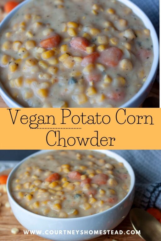 Easy Vegan Potato Corn Chowder - Courtney's Homestead
