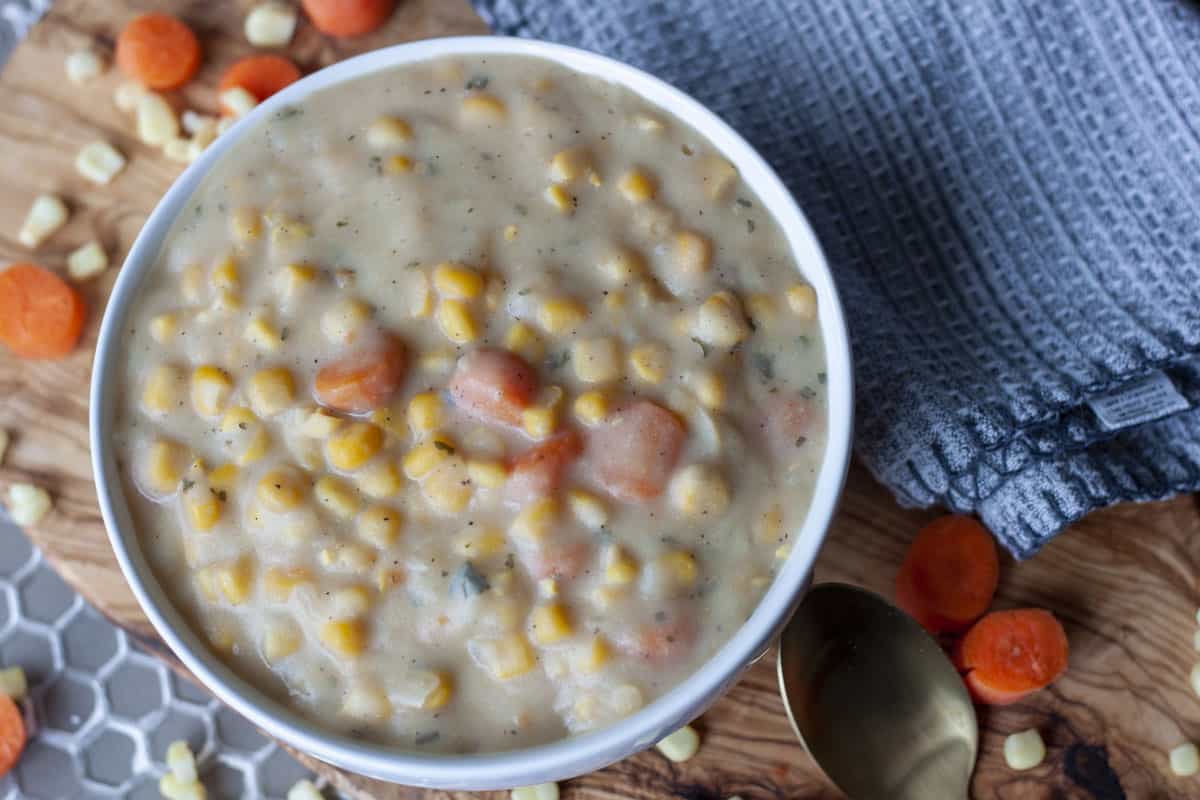Easy Vegan Potato Corn Chowder - Courtney's Homestead