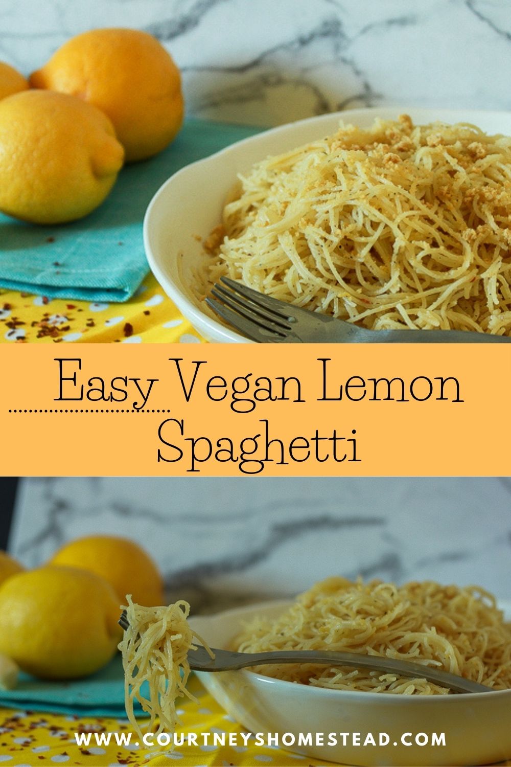 Vegan Lemon Spaghetti - Courtney's Homestead